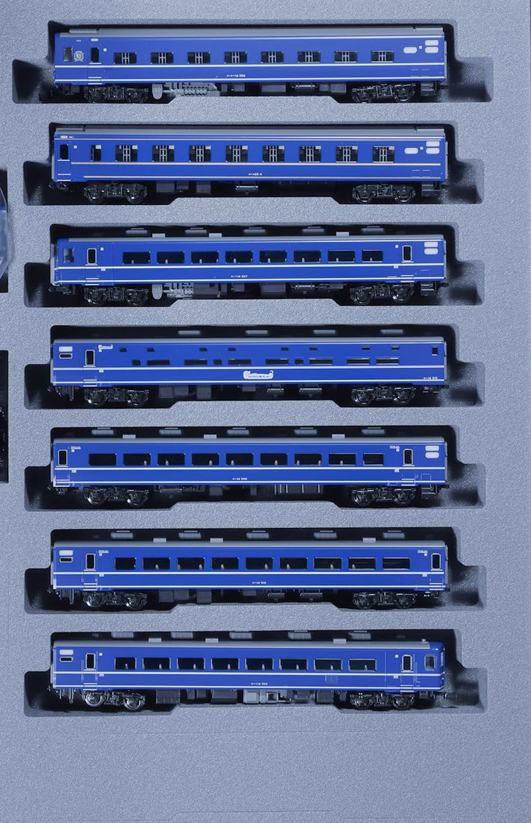 Kato 10-2105 Sleeper Car Express "Hamanasu" 7-Car Basic Set N Scale – Sunset Blue Train