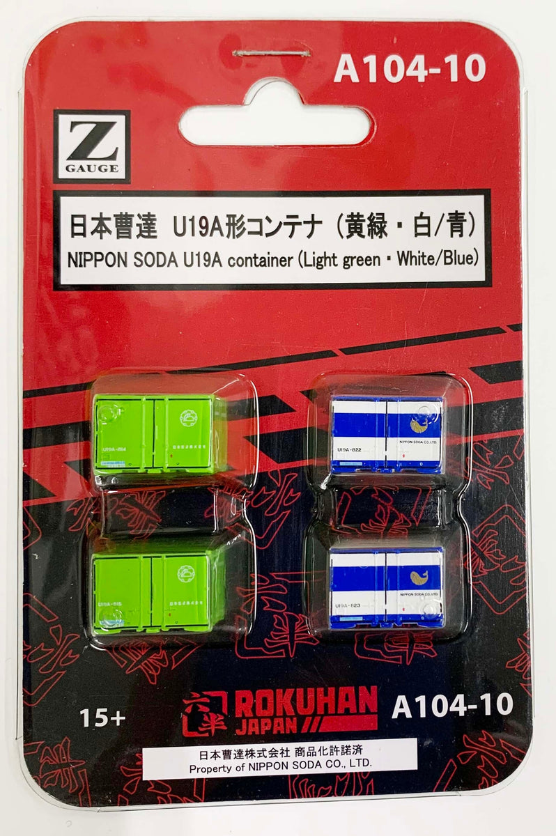 Rokuhan A104-10 NIPPON SODA U19A container (Light green・White/Blue) (Z – Sunset Blue Train